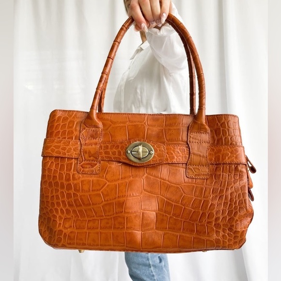 Michael Rome | Bags | Vintage Michael Rome Designs Croc Embossed Tote ...
